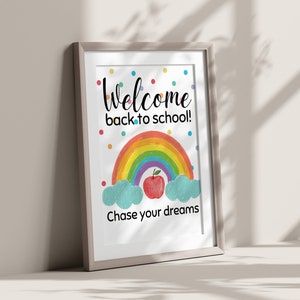 Welcome Back to School Sign Rainbow Back to School Classroom Door Sign ...
