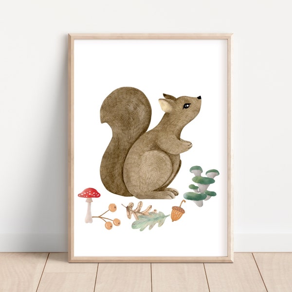 Squirrel Poster - Etsy