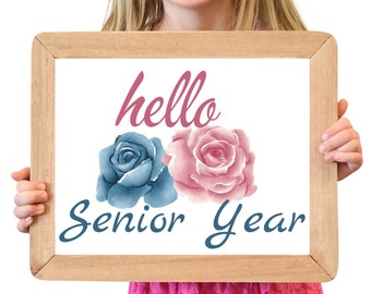 Hello Senior Year! First Day of School Printable Sign - Etsy