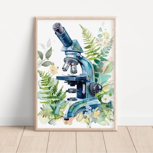 Microscope Art Science Printable Microbiology Art Gift to Coworker ...