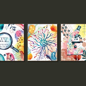 Microbiology Wall Art Set, Science Posters, Biology Wall Art ...