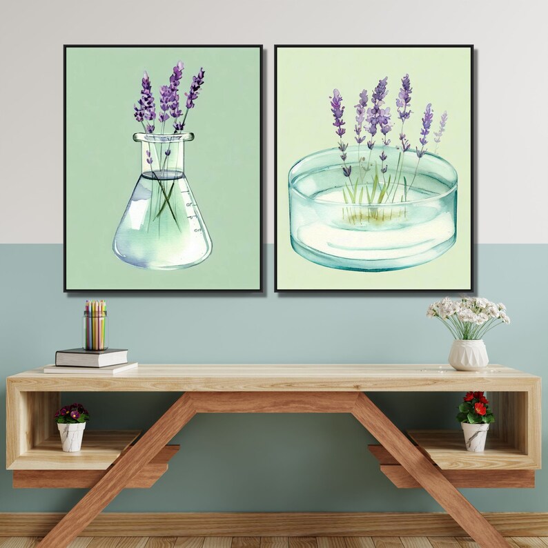 Printable Science Classroom Wall Art Set, Lavender Flower Artwork ...