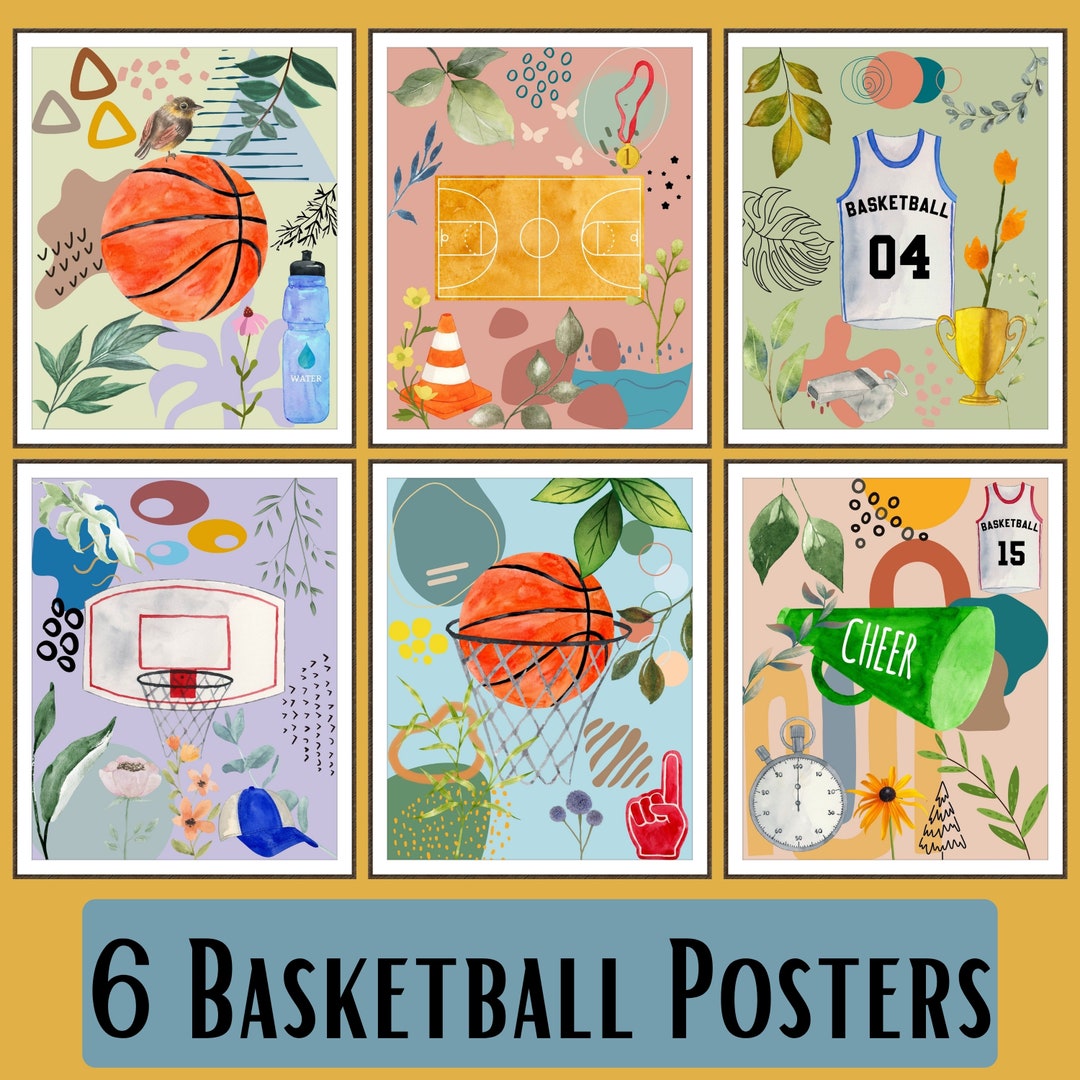 Basketball Posters Basketball Gallery Set Boys Sports Print for Bedroom ...