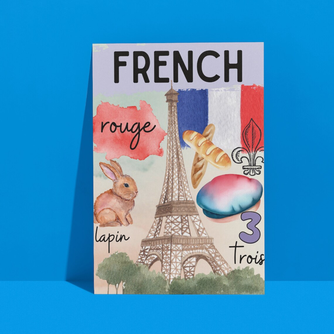 French School Subjects Binder Cover, Watercolor Design (digital ...