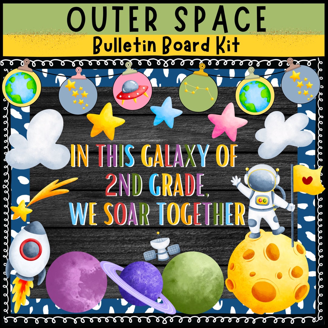 Personalized Text Bulletin Board Kit Back to School Space Theme Door ...