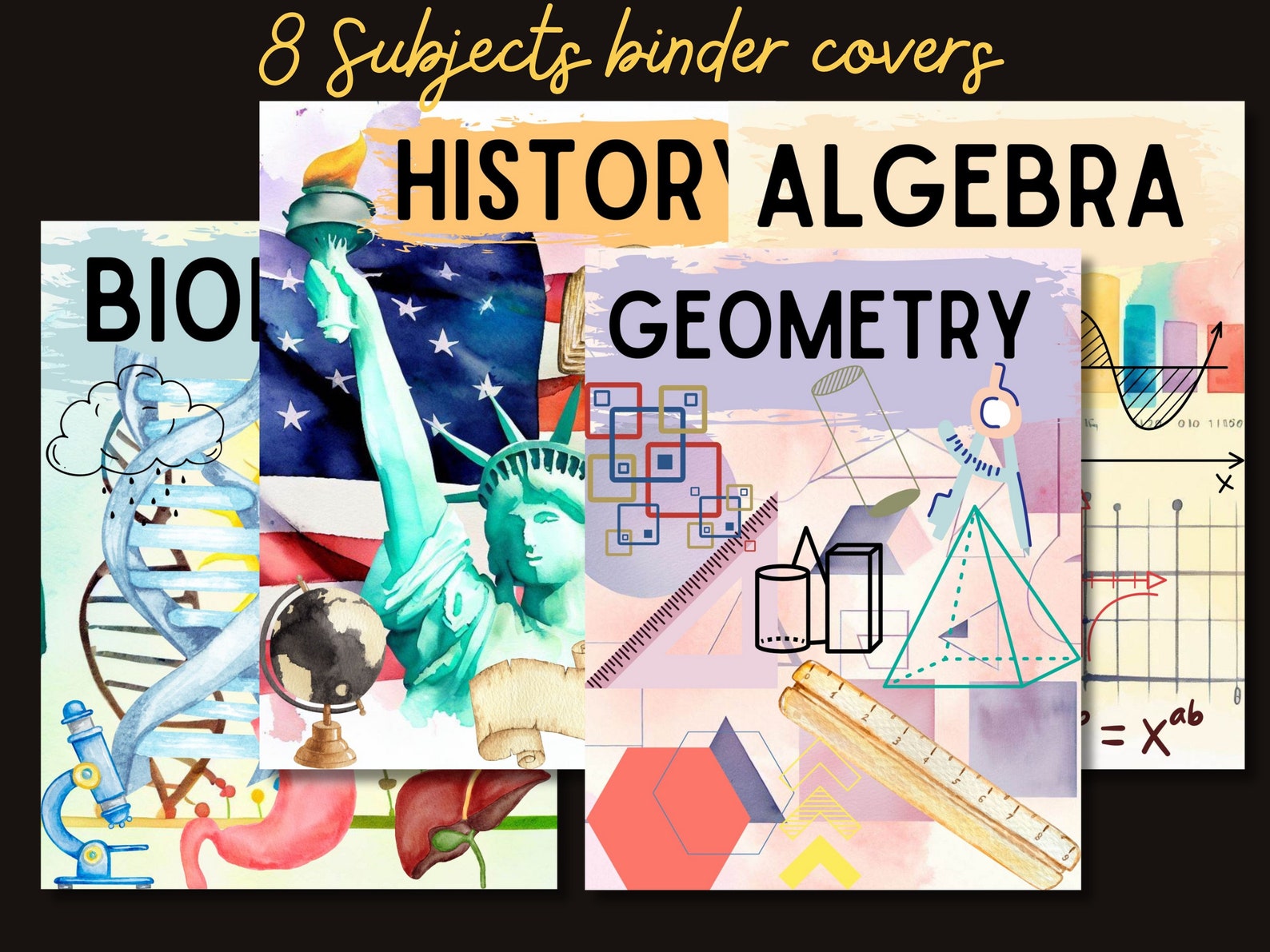 School Subjects Binder Cover Printable, Back to School, Teacher Binder ...