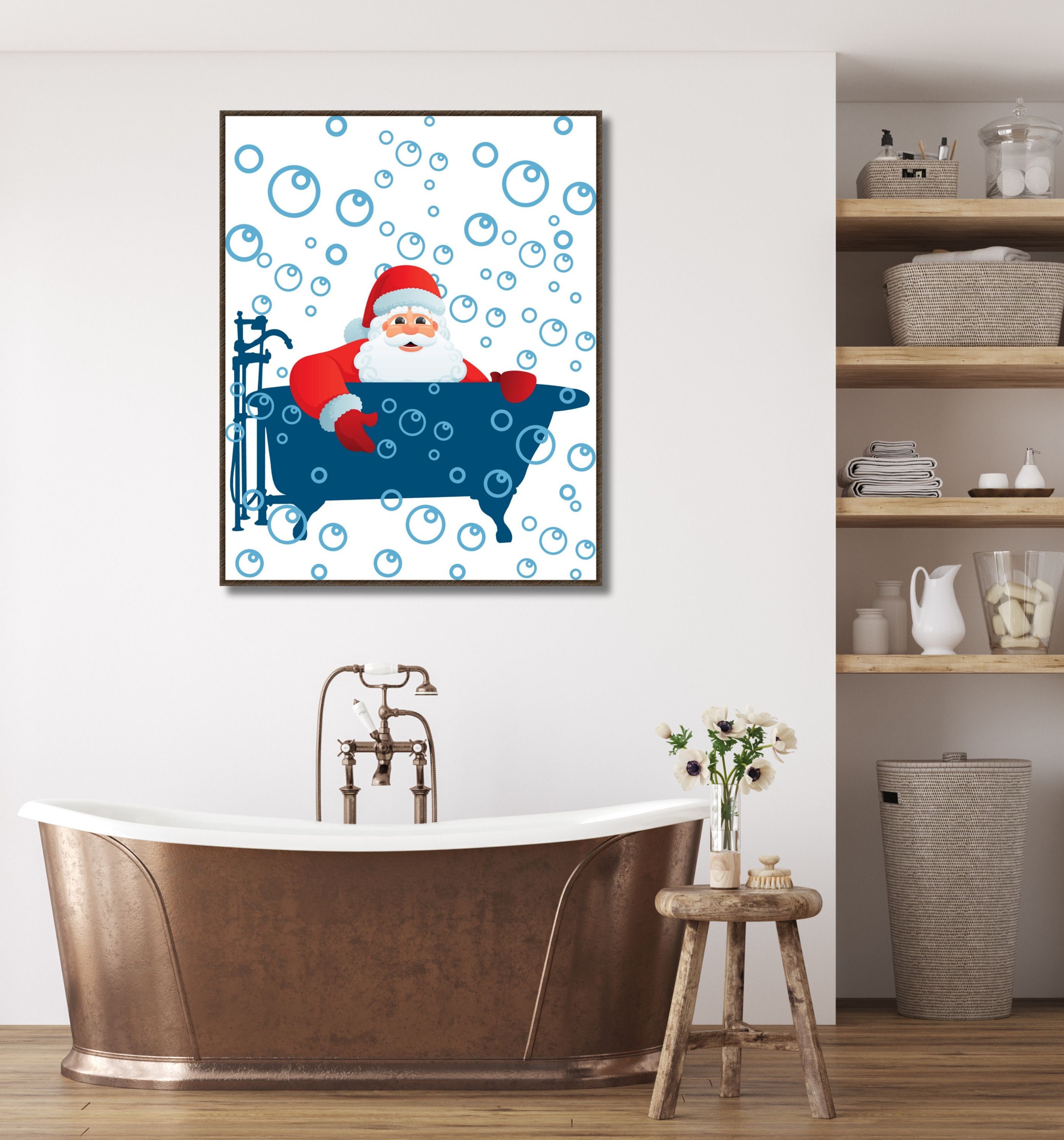 Santa Clause Print, Christmas Wall Art, Christmas Printable, Bathroom ...