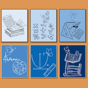 Math Classroom Poster Set Math Teacher Gift Blue Classroom Decor ...
