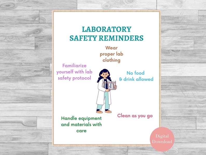 Lab Safety Poster Science Teacher Gift Digital Download - Etsy