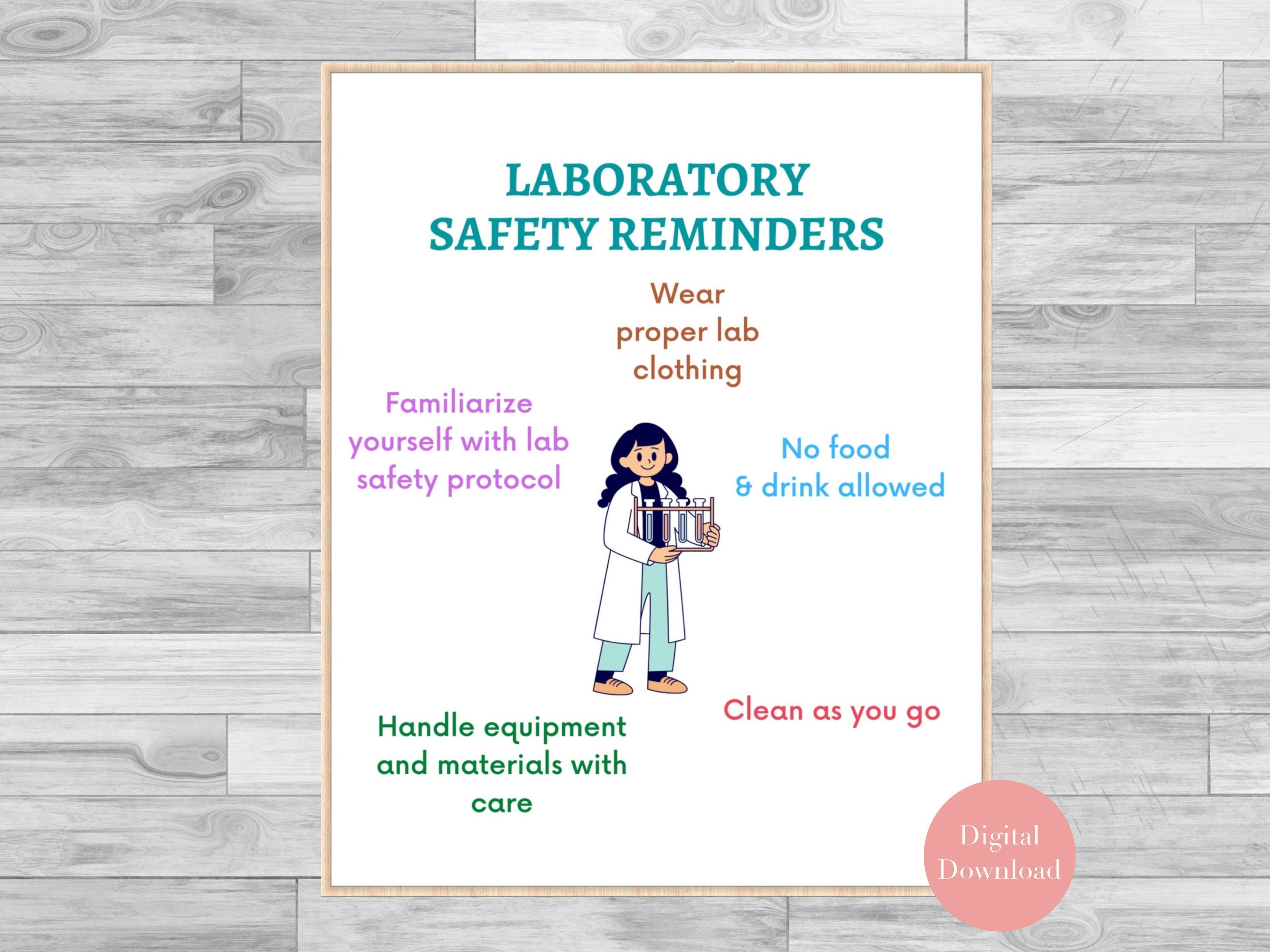 Lab Safety Poster Science Teacher Gift Digital Download - Etsy