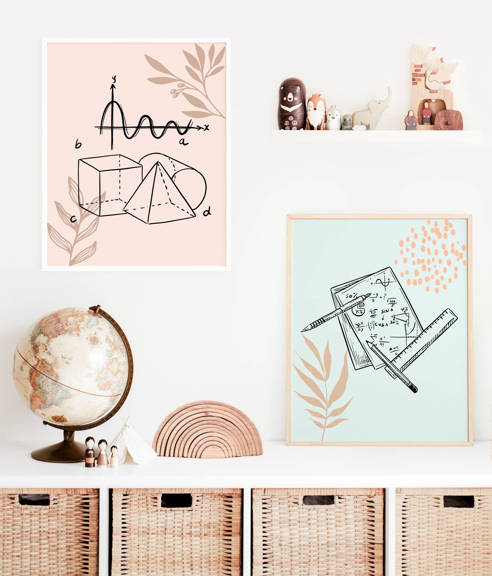 Math Printable Posters Math Bulletin Board Kit Math Boho Wall Art Set ...
