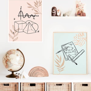 Math Printable Posters Math Bulletin Board Kit Math Boho Wall Art Set ...