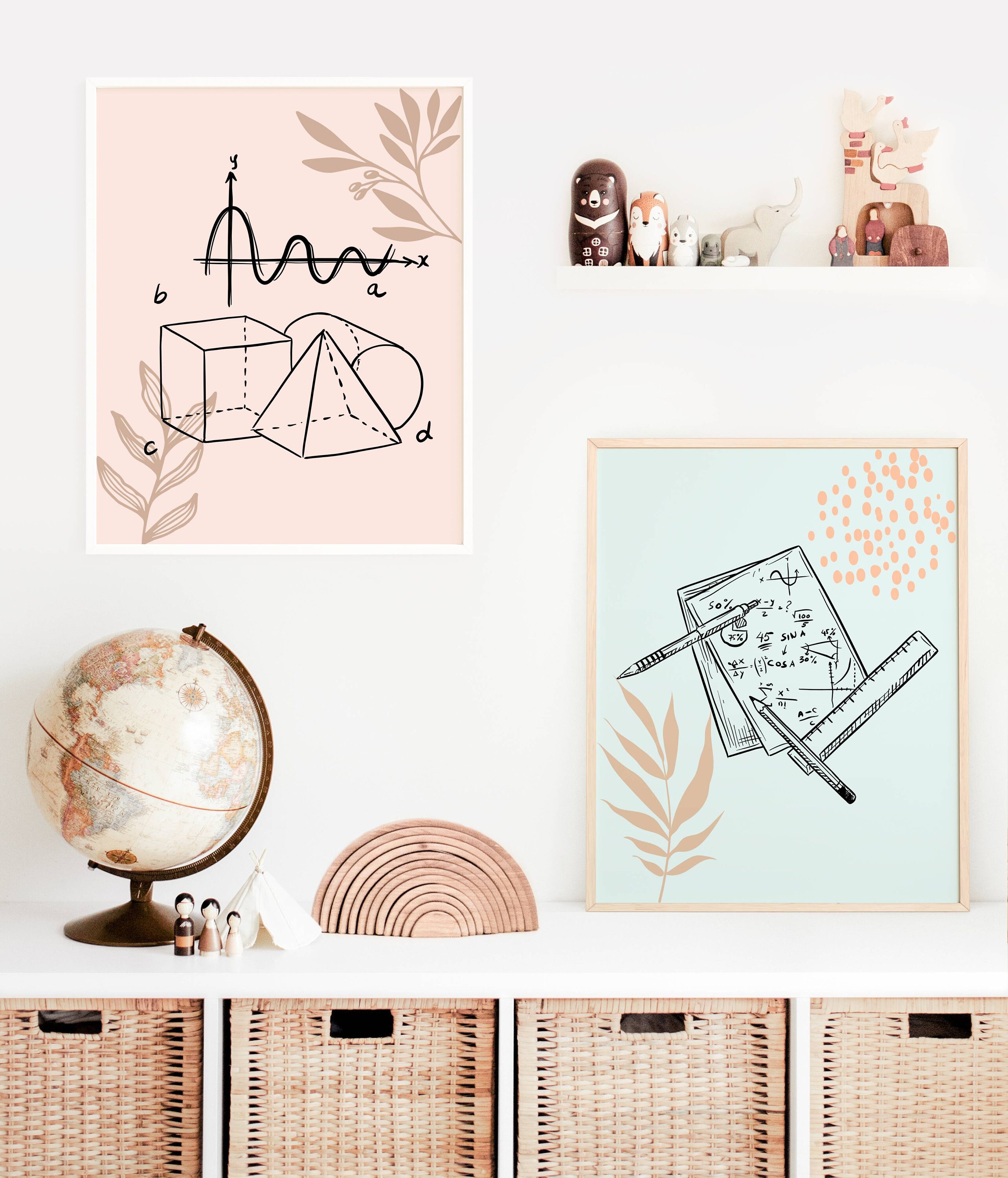 Math Printable Posters Math Bulletin Board Kit Math Boho Wall Art Set ...