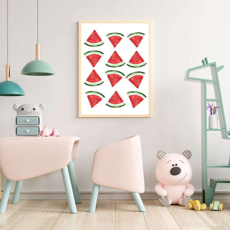 Watermelon Wall Print, Summer Printable, Watermelon Wall Decor, Fruit Art Print, Kitchen Wall ...