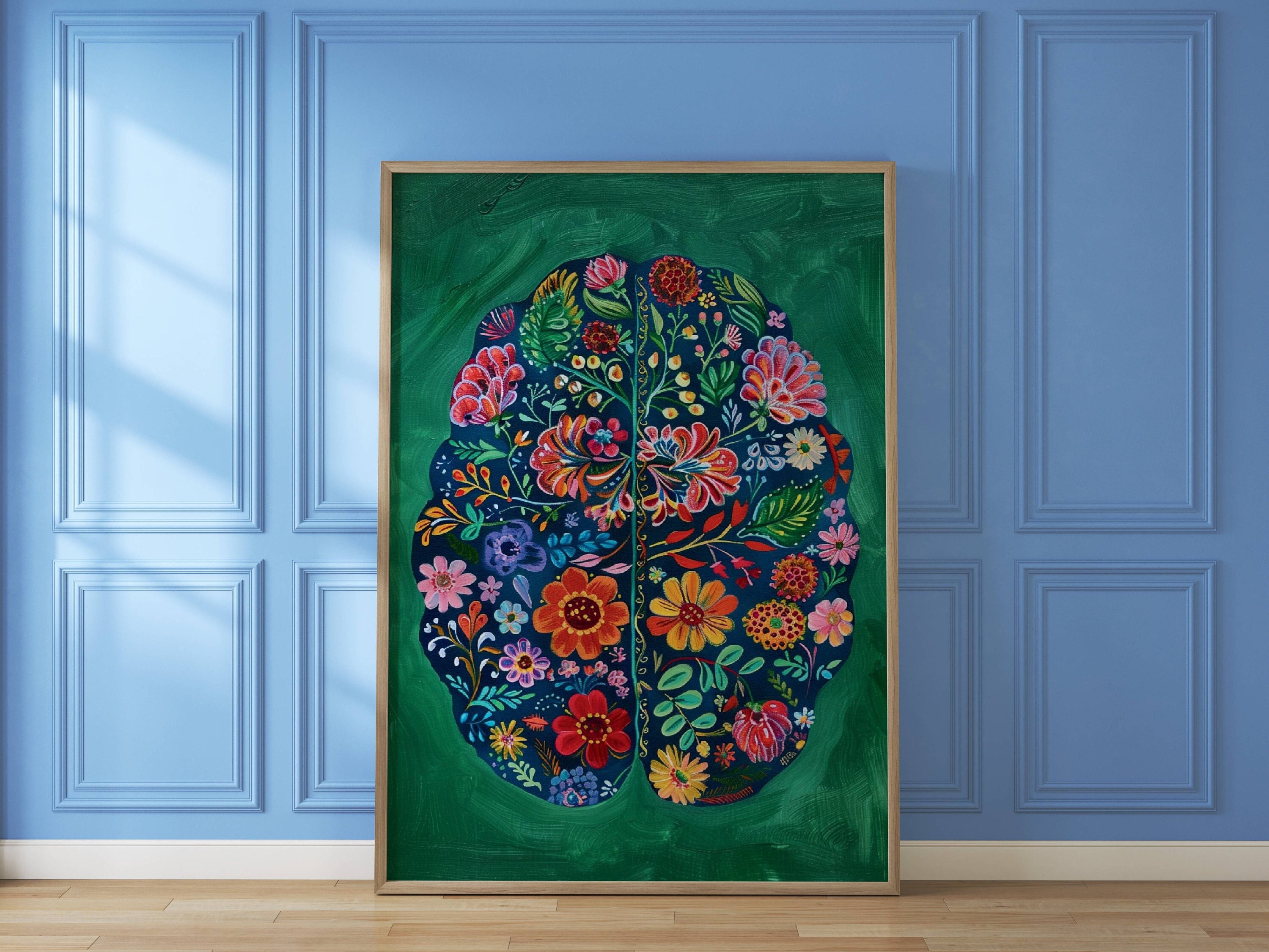 Flowery Brain Anatomy Wall Art Science Student Gift Anatomical Poster ...