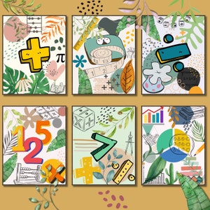 Math Wall Prints Watercolor Prints Classroom Wall Art Set of ...