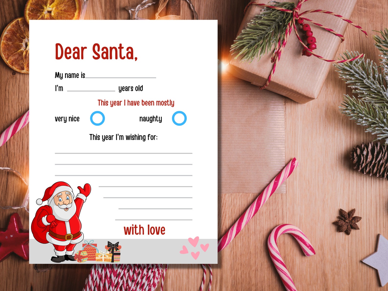Letter to Santa PRINTABLE Kids Letter to Santa Santa Letter - Etsy