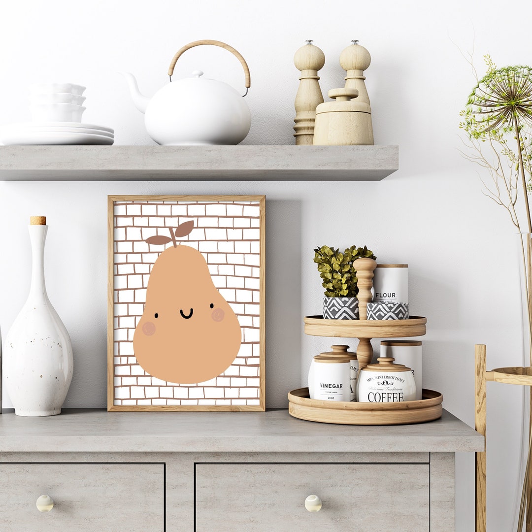 Nursery Prints Girl, Pear Art Print, Kitchen Fruit Print, Boho Art ...