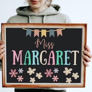 Teacher Name Sign Printable, Custom Digital Print, Teacher Custom Name ...