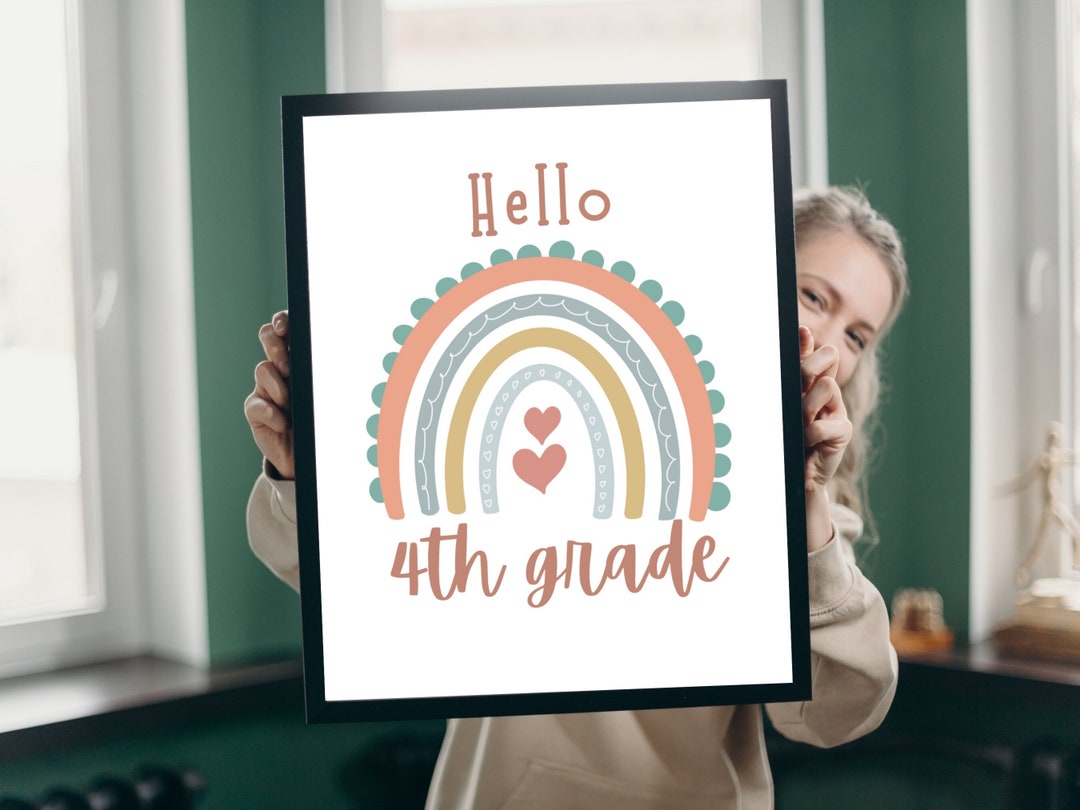 Fourth Grade Sign / First Day of School Sign / Hello 4th Grade Sign ...