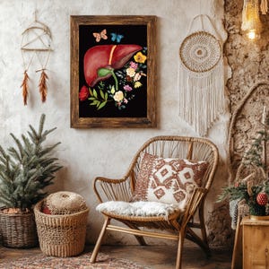 Anatomical Liver Decor Floral Human Liver Gift Art Medical Printable ...