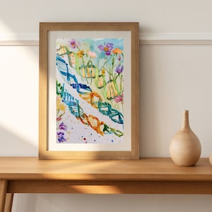 Watercolor DNA Strand Wall Art, Scientific Decor With DNA Illustration ...