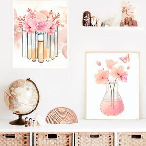 Women in Science Poster, Pink Wall Art Set, Erlenmeyer Flask Art ...