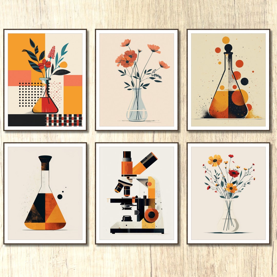 Science Art Print Set Scandinavian Folk Art Science Student Gift ...