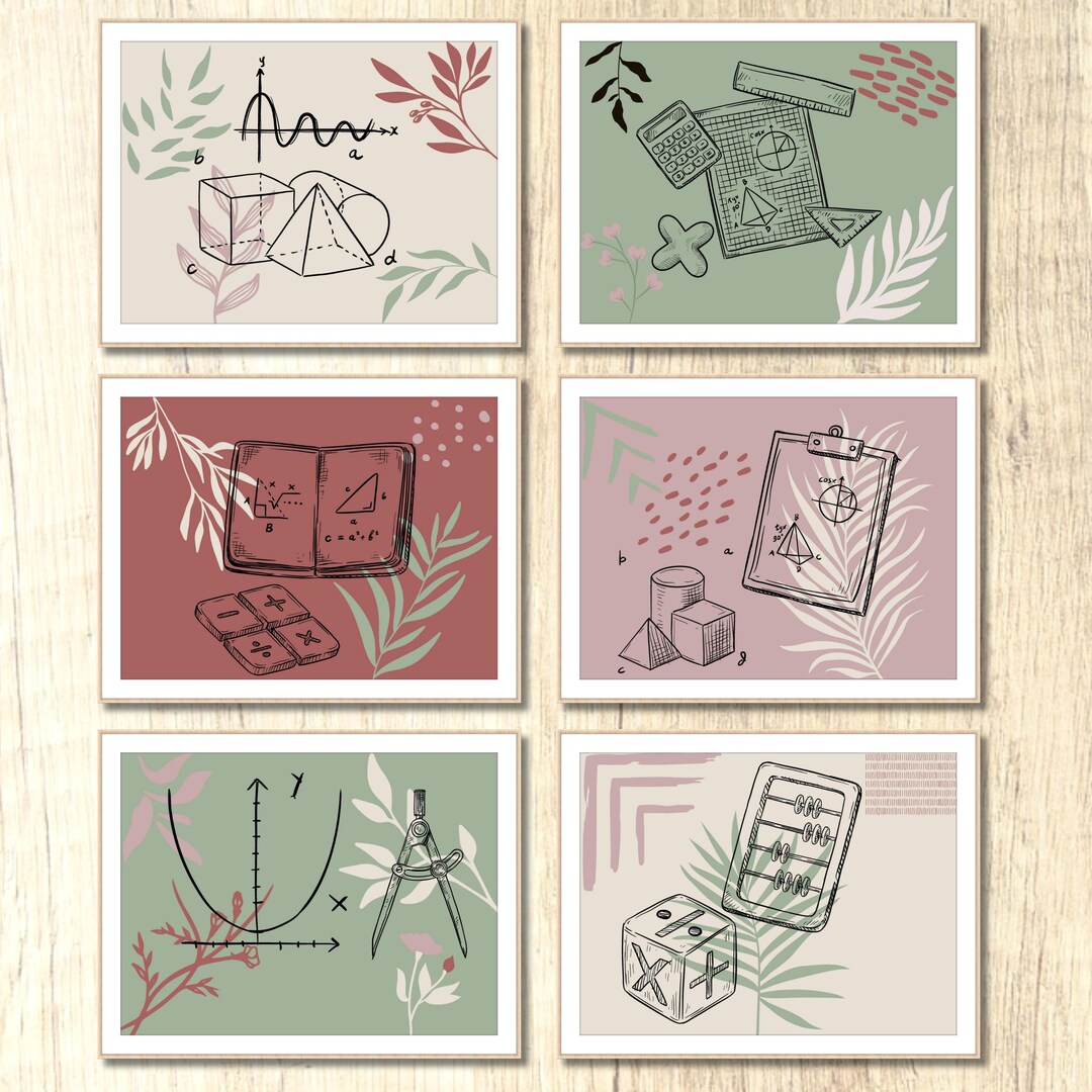 Math Poster Set of 6 Teacher Poster Printable Educational Art Math ...