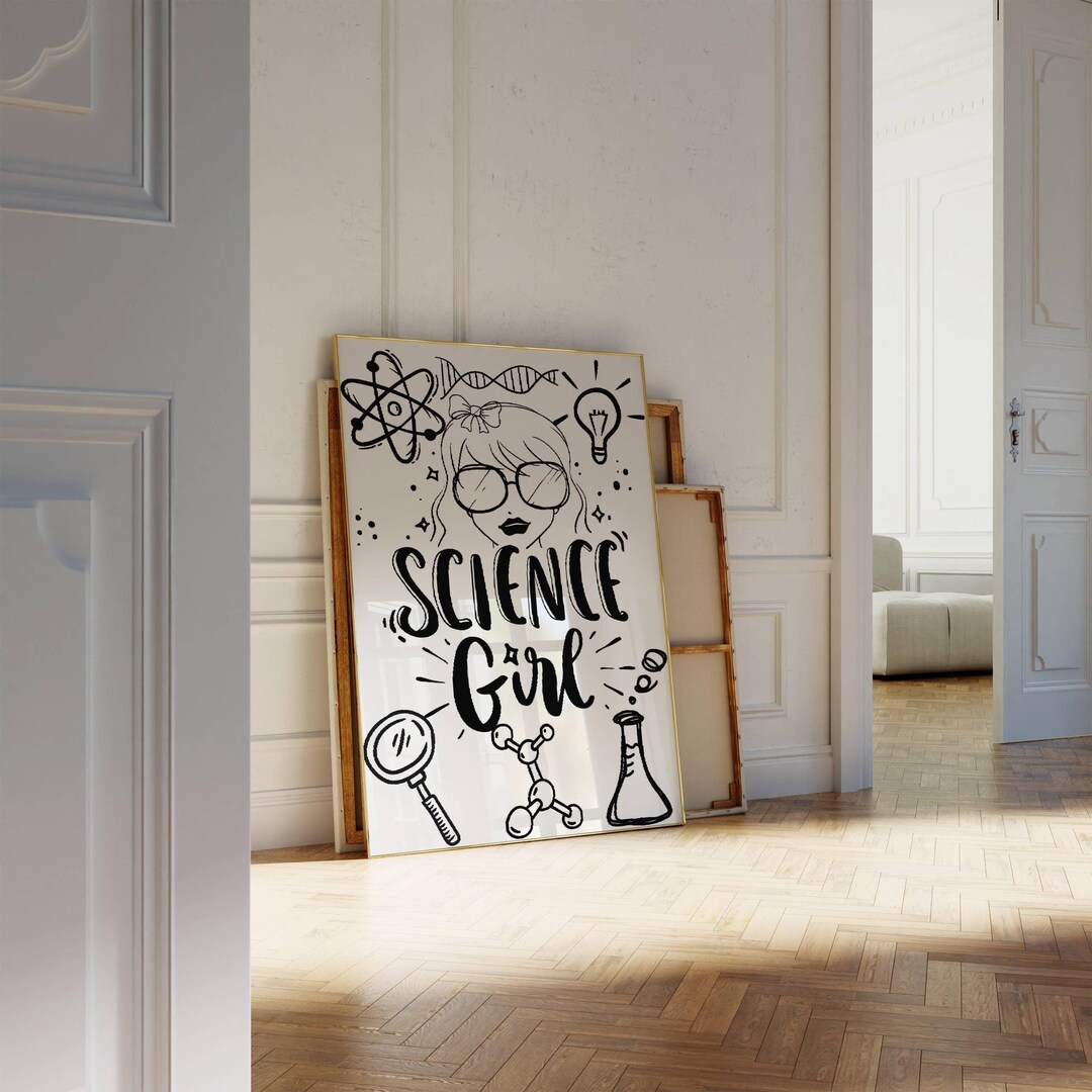 Scientist Girl Wall Art Office Room Decor Science Lover Gift Scientist ...