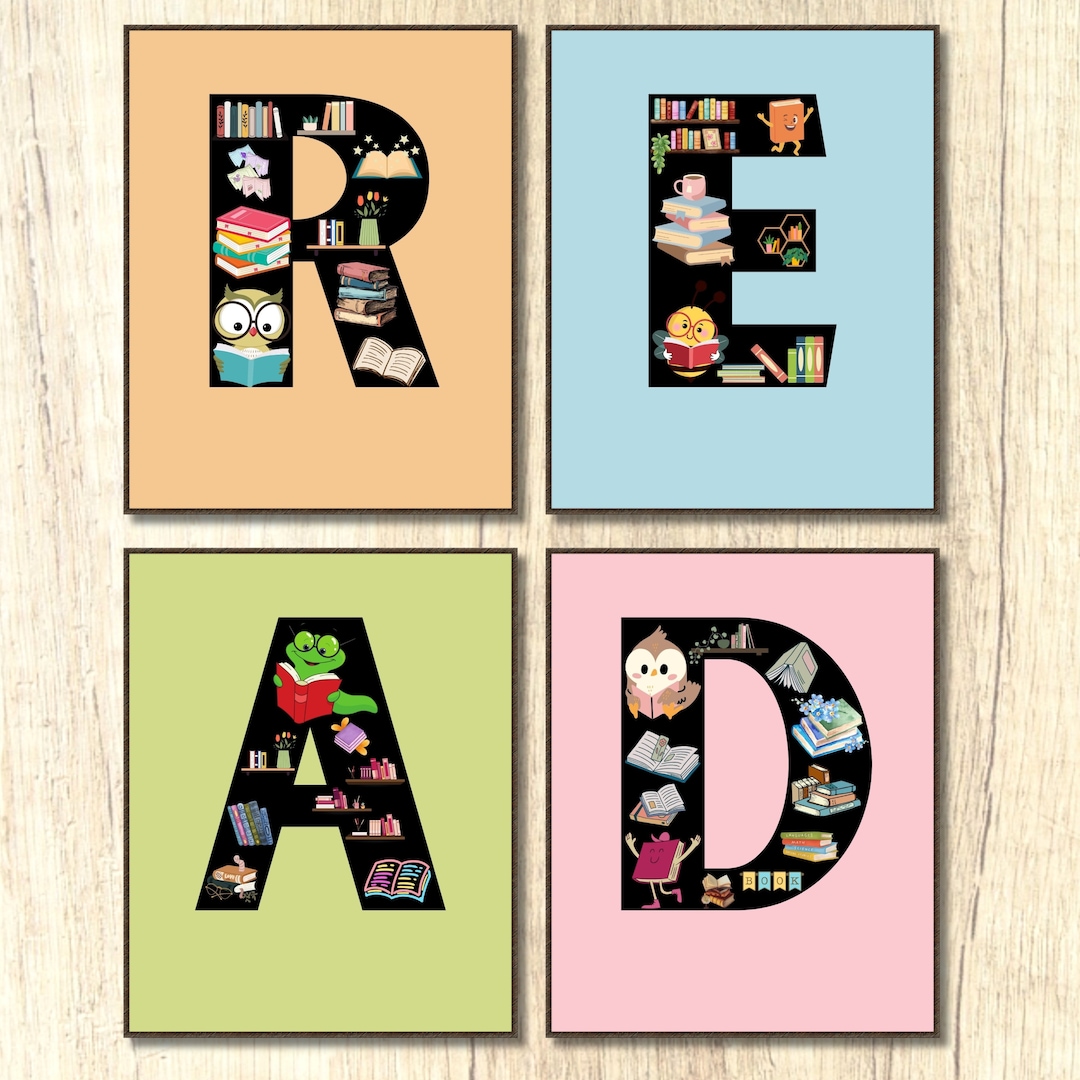 Reading Classroom Poster Set Home School Decor Library Decor Literacy ...
