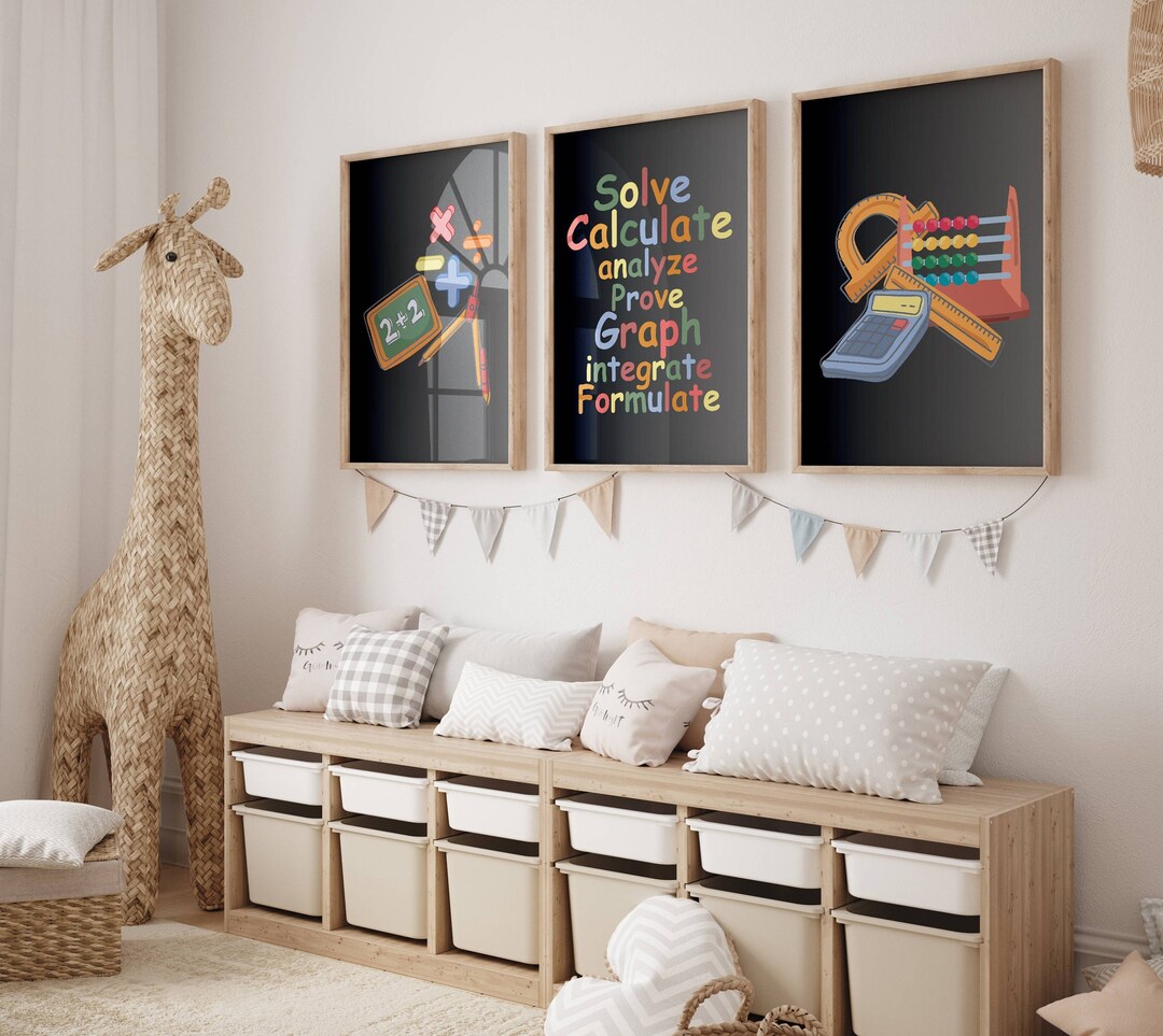 Math Classroom Poster Set of 3 Math Decor Math Theme Nursery Decor Math ...