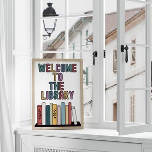 Welcome Library School Sign Printable School Library Poster Classroom ...