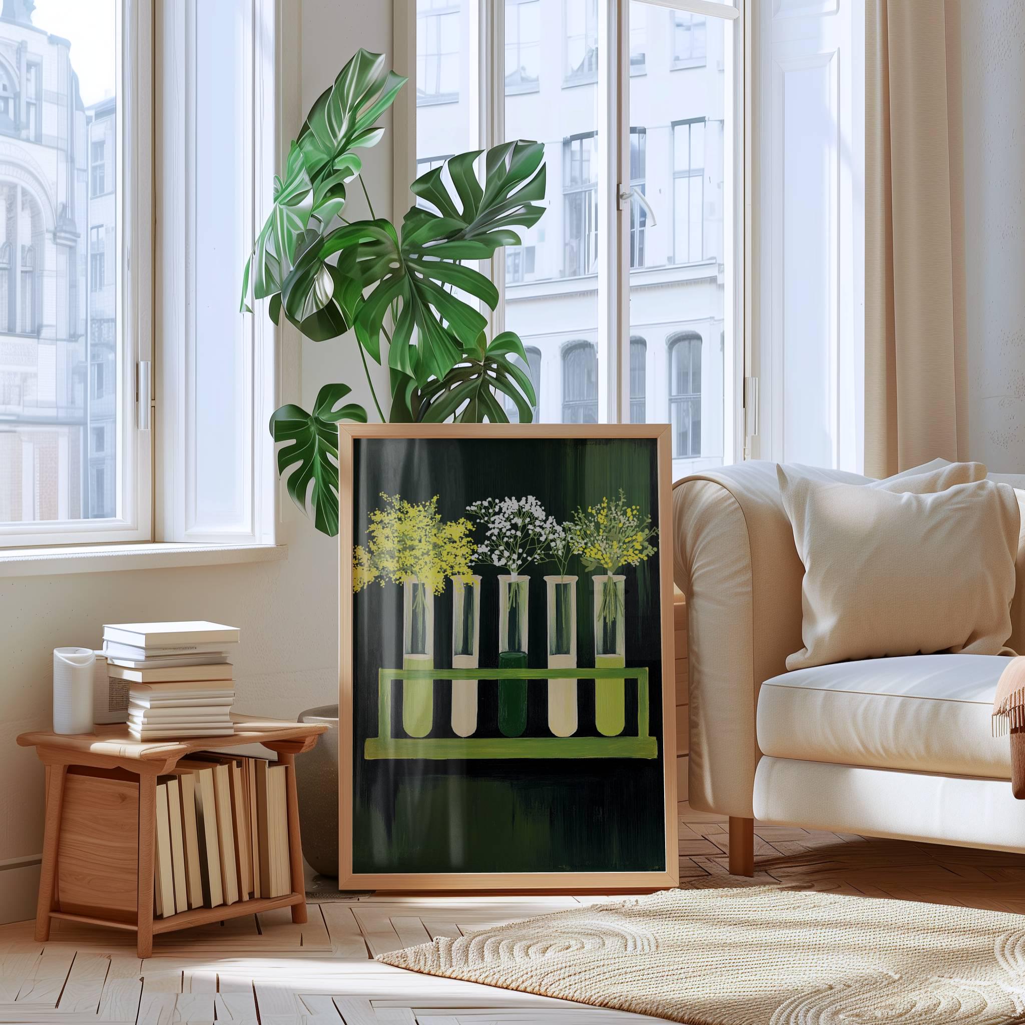 Botanical Science Wall Art Unique Floral Test Tube Print for Nature ...