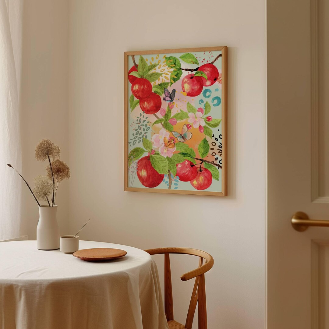 Apple Printable Kitchen Wall Art Watercolor Botanical Wall Decor Apple ...