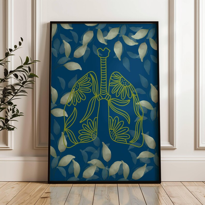 Anatomical Lungs Print Doctor Office Decor Watercolor Print Botanical ...