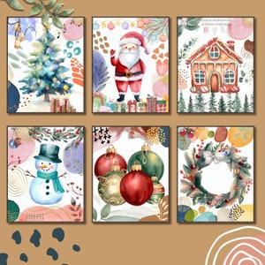 Gallery Set of 6 Christmas Holiday Decor Christmas Poster Santa Clause ...