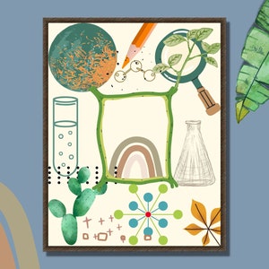 Science Wall Prints, Boho Watercolor Prints, Green Prints, Boho ...