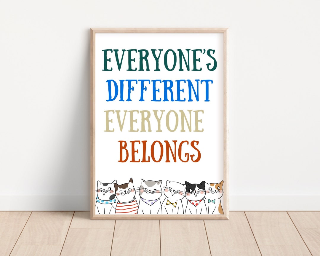 Everyone’s Different Everyone Belongs, Classroom Decor, Digital Print ...