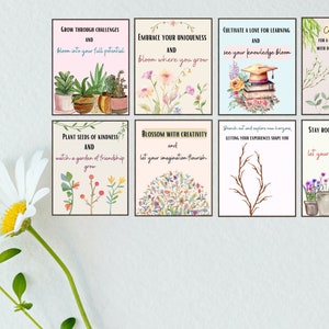 8 Plant Boho Neutral Bulletin Board Decor Modern Greenery Classroom ...