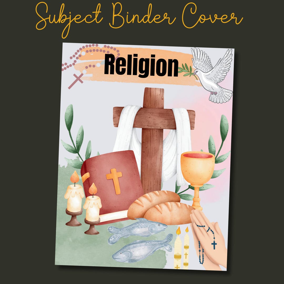 Religion Subject Binder Cover Printable Back to School Teacher Binder ...