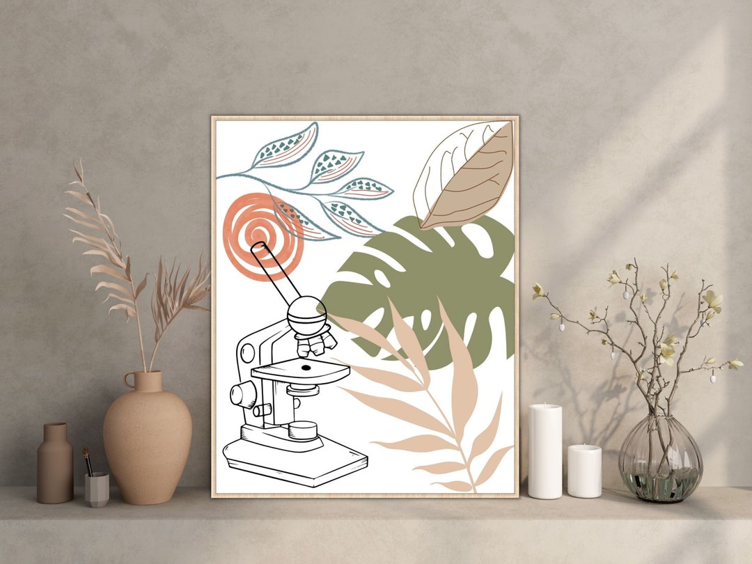 Microscope Art Print Medical Laboratory Tools Classroom Decor - Etsy