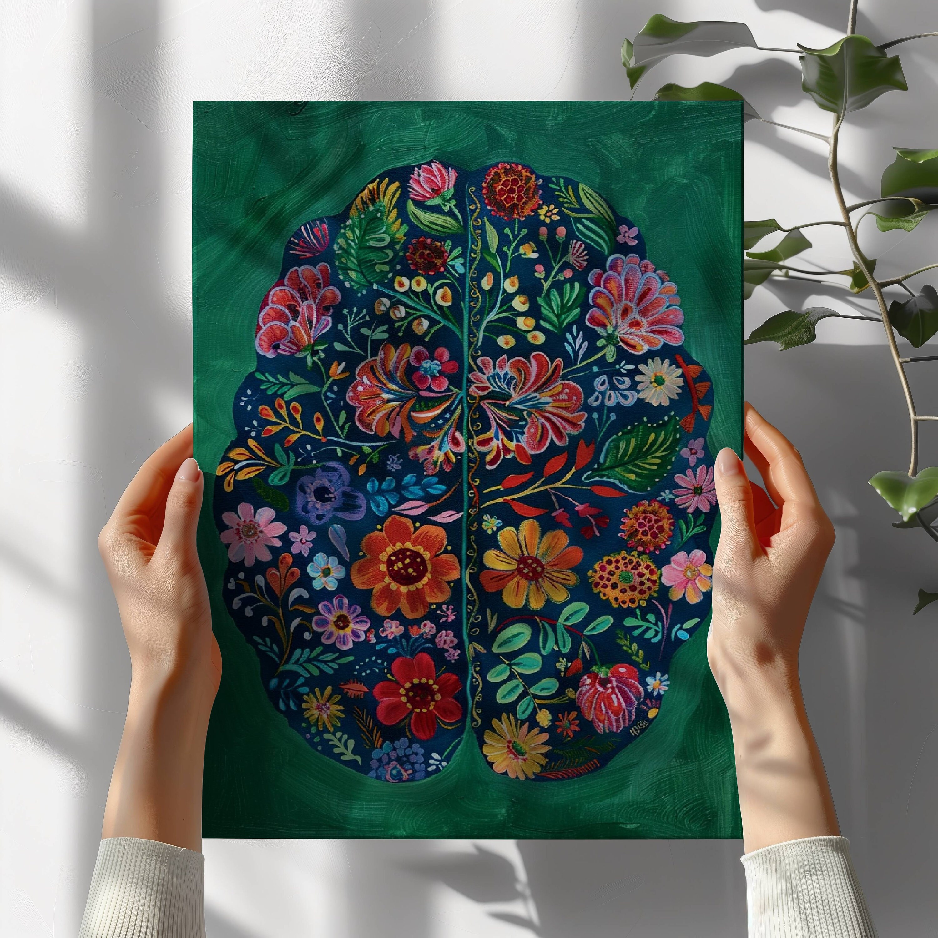 Flowery Brain Anatomy Wall Art Science Student Gift Anatomical Poster ...