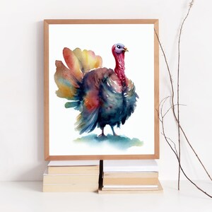 Thanksgiving Decor, Turkey Art Print, Watercolor Painting, Thanksgiving ...