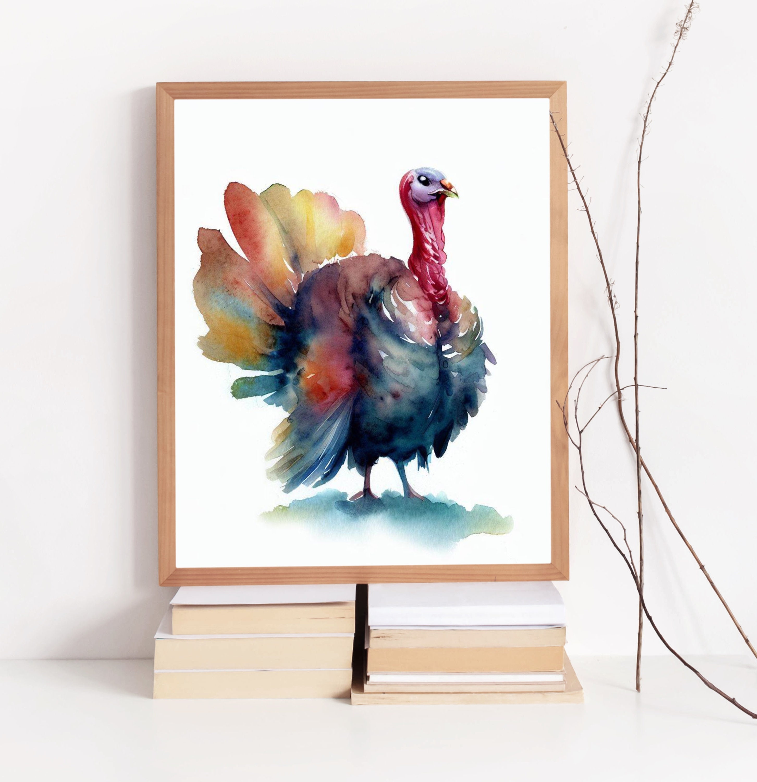 Thanksgiving Decor, Turkey Art Print, Watercolor Painting, Thanksgiving ...