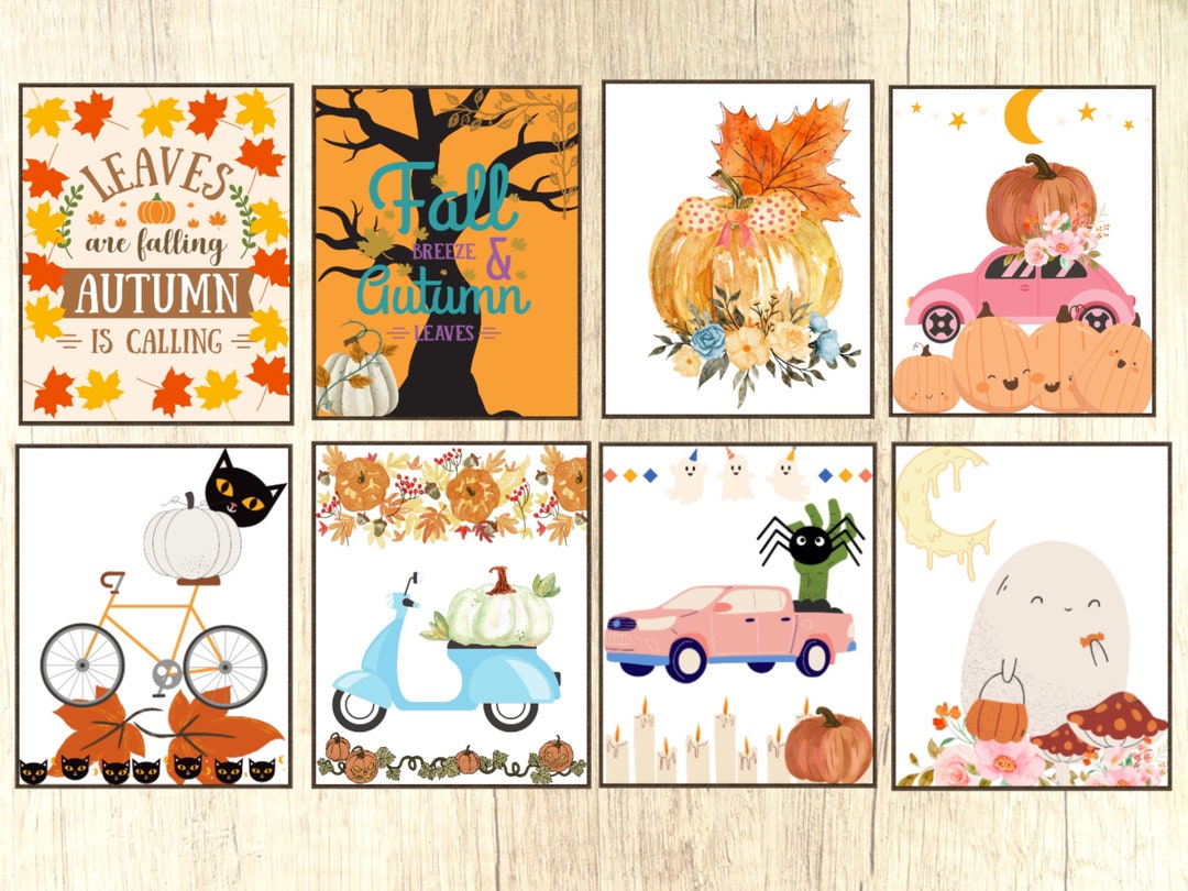 Boho Halloween Decor Set of 8 Prints, Cute Fall Decor, Modern Halloween ...