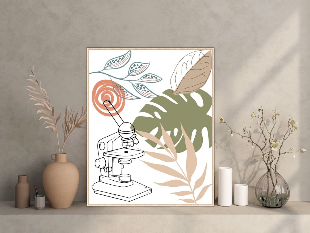Microscope Art Print Medical Laboratory Tools Classroom Decor Office ...