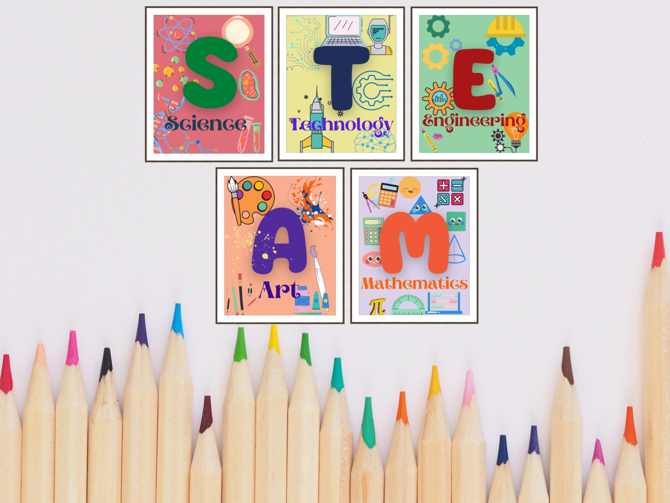 STEAM Art Set of 5 Playroom Poster Homeschool Learning - Etsy