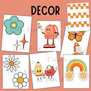 First Grade Bulletin Board Kit Retro Groovy Classroom Decor Printable ...