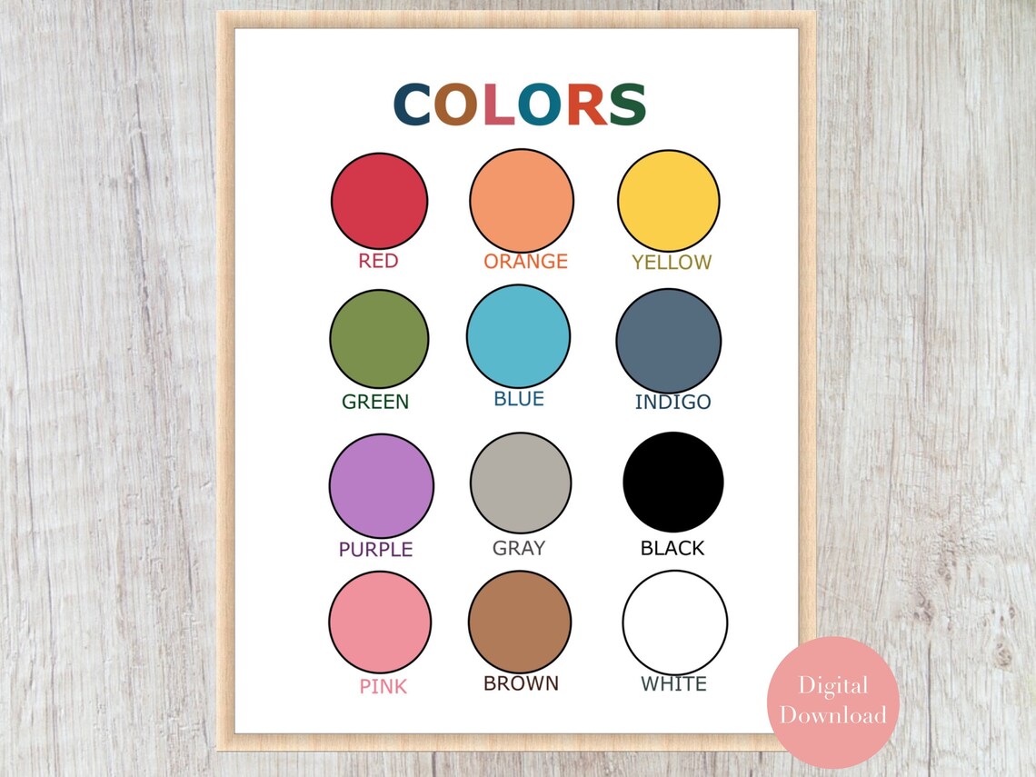 Colors Poster Colors Print Printable Educational Poster - Etsy